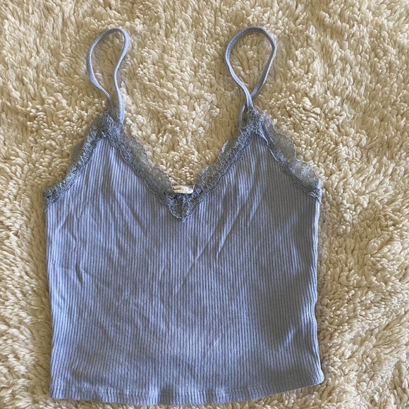 Garage | Tops | Garage Light Blue Lace Trim Tank Top | Poshmark
